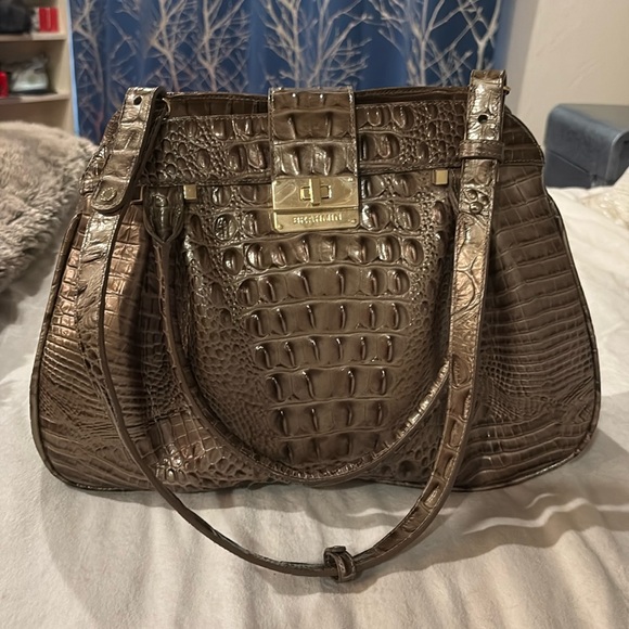 Brahmin | Bags | Brahmin Laura Satchel In Pewter Melbourne Collection ...